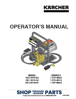 Karcher HD Hand Held electric Pressure Washer Manual