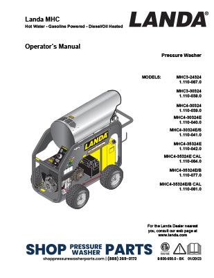 Landa MHC Series Pressure Washer Manual | SPWP.com